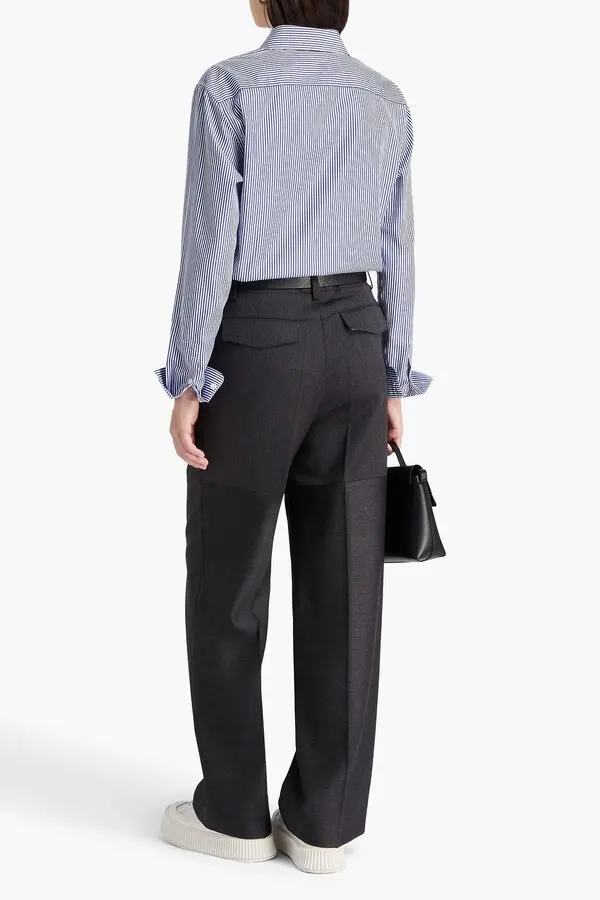 Victoria Beckham Wool Wide-leg Trousers - Dark Gray