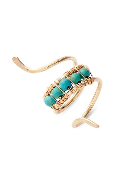 NASHELLE Beaded Snake Ring - Turquoise/gold Fill