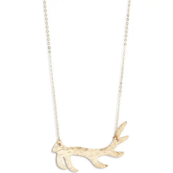 NASHELLE Antler Pendant Chain Necklace - Gold Fill