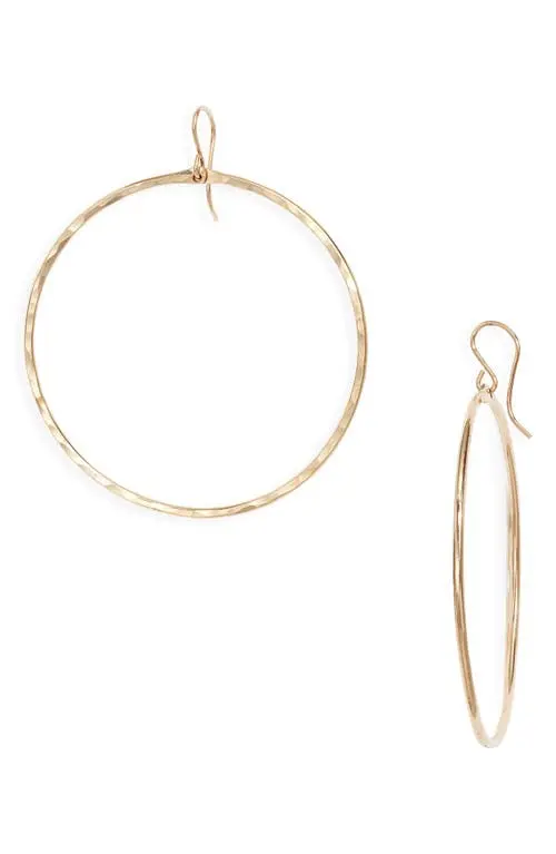 NASHELLE Signature Large Hammered Hoop Earrings - Gold Fill