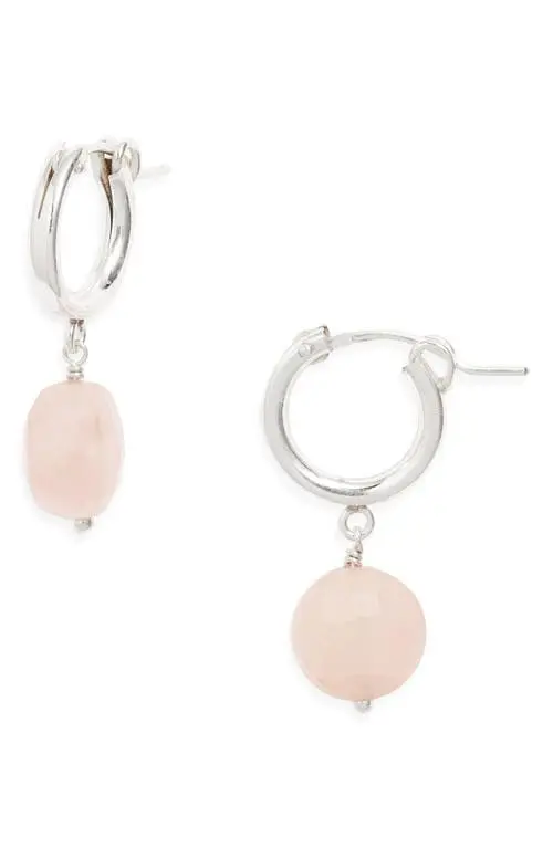NASHELLE Lucia Quartz Huggie Earrings - Sterling Silver/pink Quartz