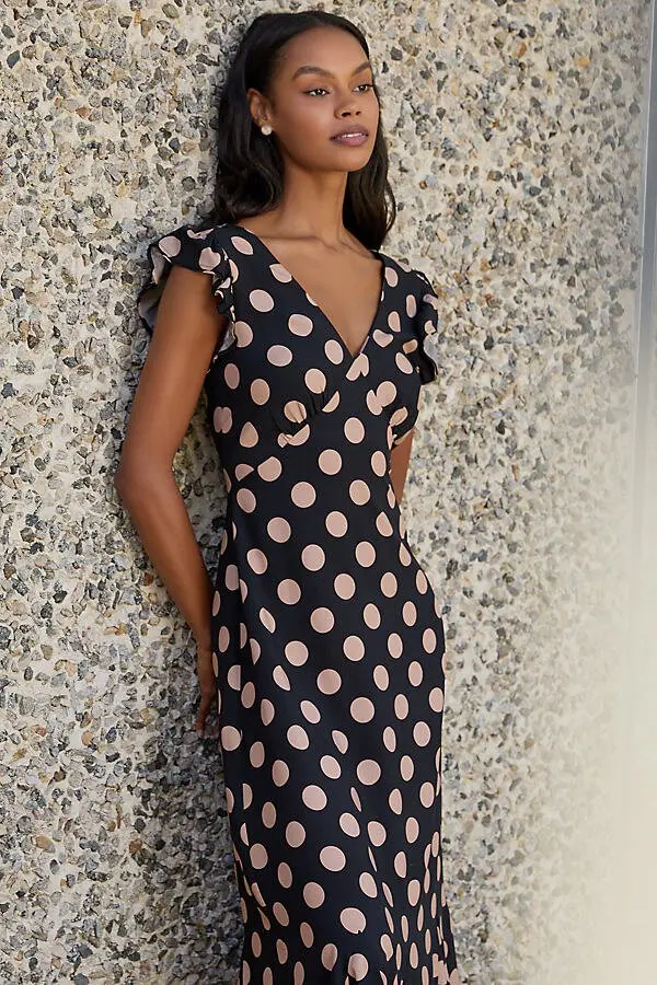 blue dress for baby girl Beach Riot | Elodie Dress Midnight Polka Dot | Polka Dot Maxi Dress main image 1