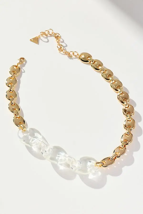 Maeve Chunky Pop Tab Chain Necklace - Clear