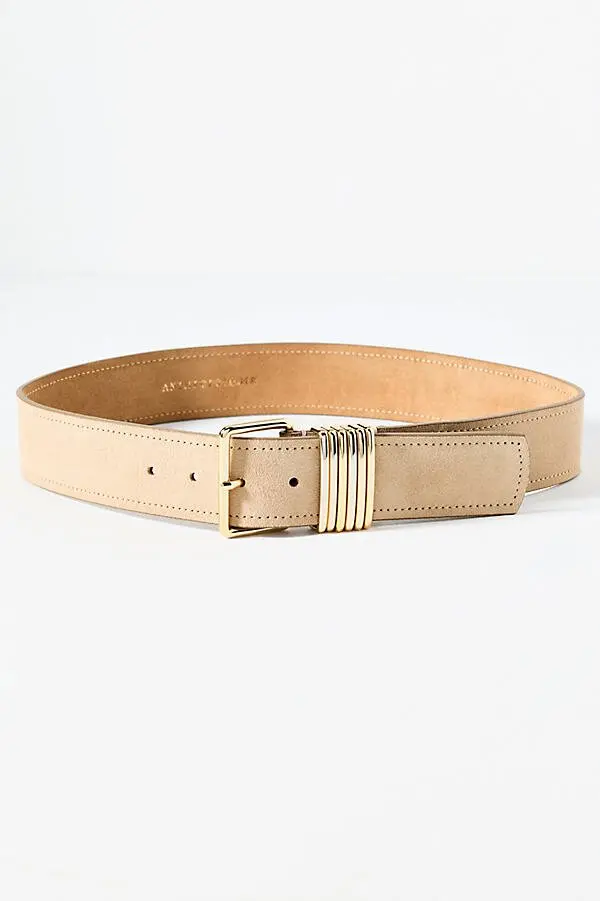 Anthropologie Square Buckle Keeper Belt - Light Sand