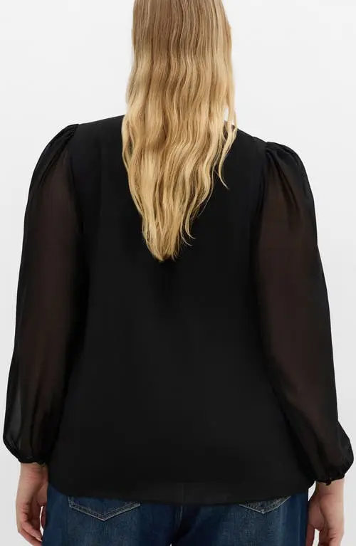 City Chic Kelly Sheer Sleeve Top