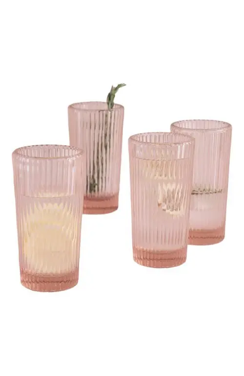 THE COLLECTIVE HOME Pink Tall Glassesset Of 4 - Clear
