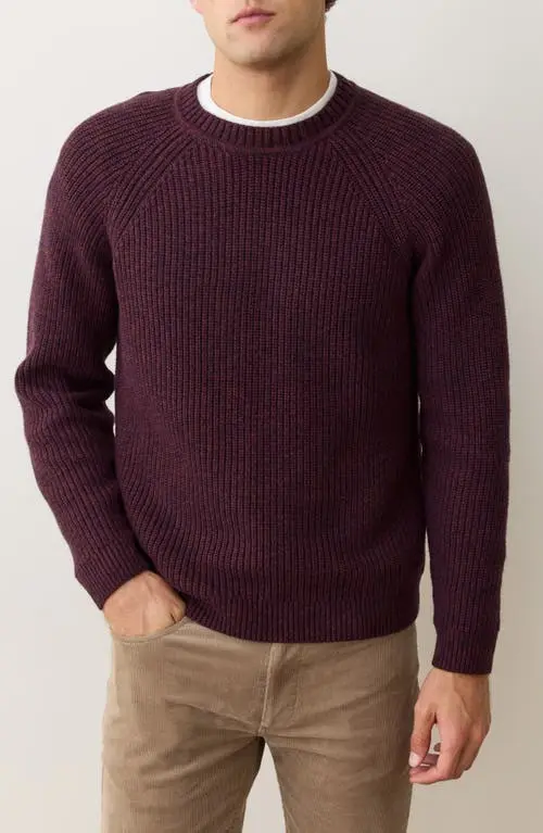 Marine Layer Inverness Ribbed Crewneck Sweater - Sangria/veneer
