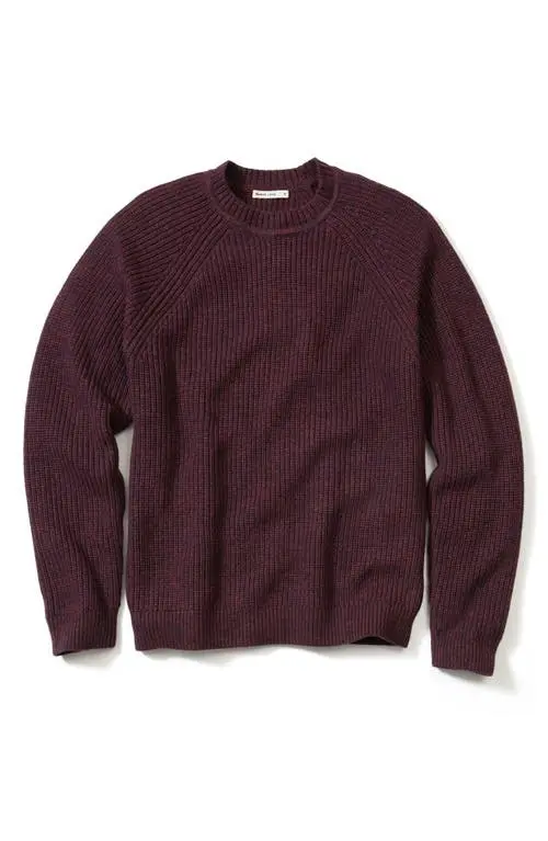 Marine Layer Inverness Ribbed Crewneck Sweater - Sangria/veneer