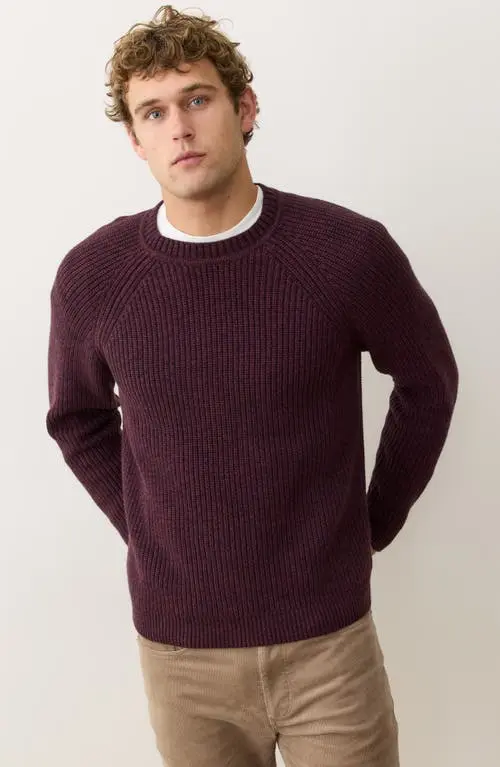 Marine Layer Inverness Ribbed Crewneck Sweater - Sangria/veneer