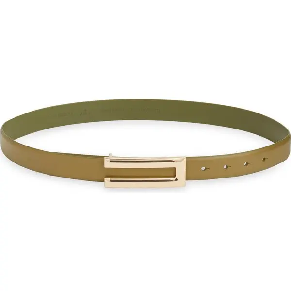 Nordstrom Alia Plaque Buckle Leather Belt - Sphagnum Green