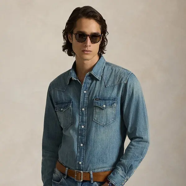 Ralph Lauren Slub Denim Western Shirt - Rl Western