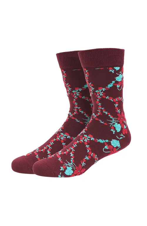 BEAU TIES OF VERMONT Neverland Patterned Socks - Neverland Wine