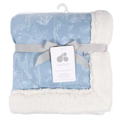 JUST BORN Nature Plush Blanket With Fleece Trim