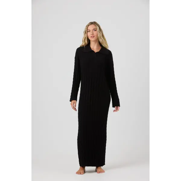 BY TESS COLLECTION Rib-textured Knit Maxi Dress - Black