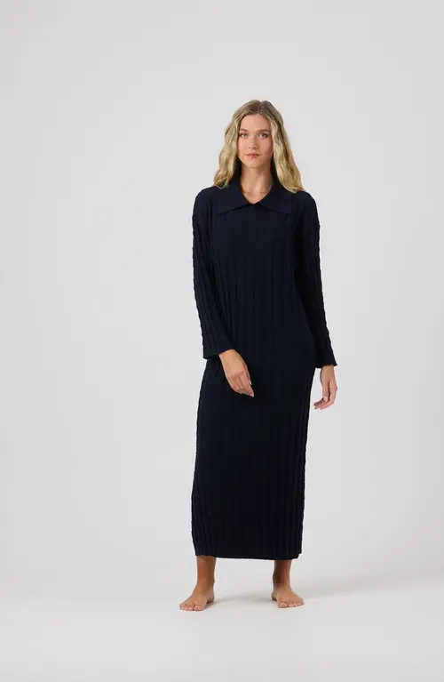 BY TESS COLLECTION Rib-textured Knit Maxi Dress - Black