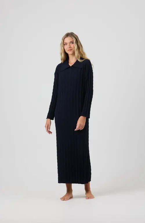 BY TESS COLLECTION Rib-textured Knit Maxi Dress - Black