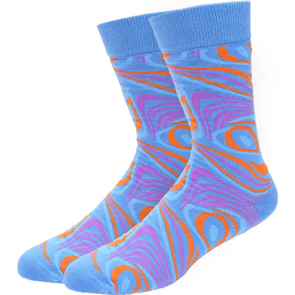 BEAU TIES OF VERMONT Abstract Patterned Mid-calf Socks - Mystic Blue