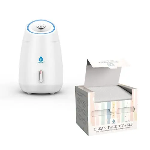 PURSONIC Glow & Go Skincare Essentials Bundle Nano Facial Steamer + Clean Facial Towels - White