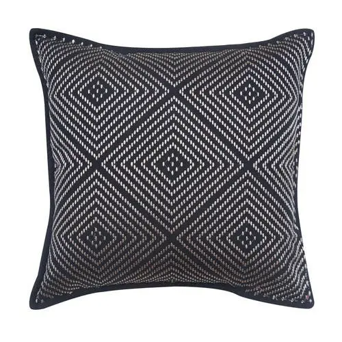 C&F HOME Virginia Embroidered Diamond Pattern Cotton Decorative Throw Pillow - Black