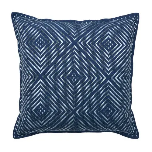 C&F HOME Virginia Embroidered Diamond Pattern Cotton Decorative Throw Pillow - Blue