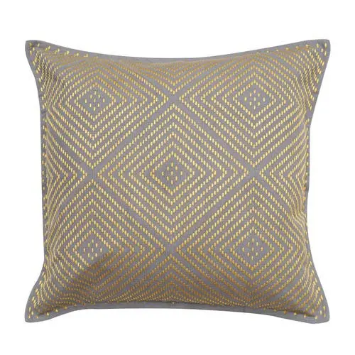 C&F HOME Virginia Embroidered Diamond Pattern Cotton Decorative Throw Pillow - Yellow