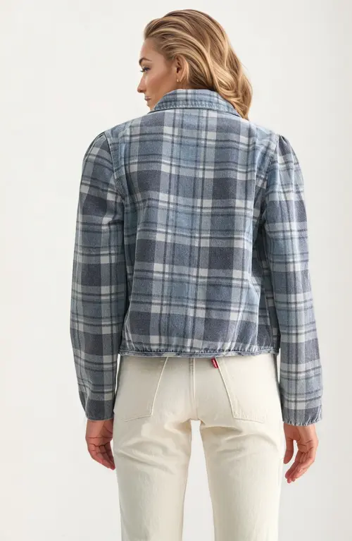 KNIT & LOUNGE Plaid Cropped Jacket With Pockets