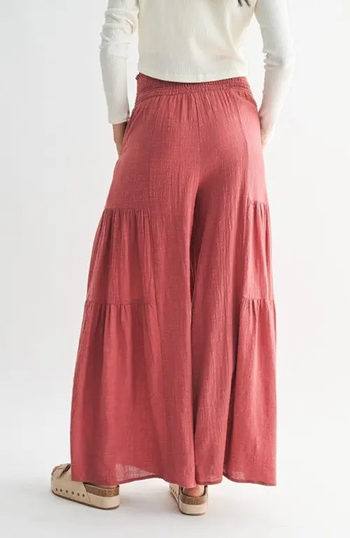 KNIT & LOUNGE Wide-leg Tie-front Pants