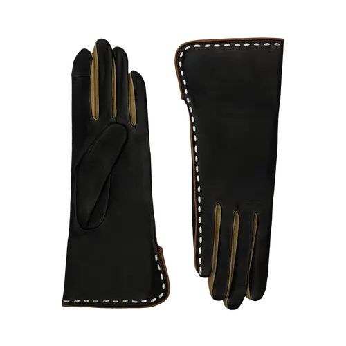 AGNELLE Diane Lambskin Gloves With Cashmere Lining - Tnoir/sable/toscana/lumiere