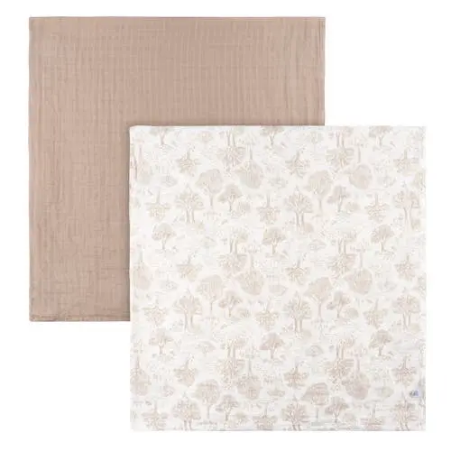 JUST BORN Muslin Swaddle Tan Blankets 2-pack
