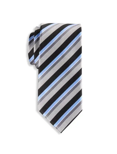 OAK HILL BY DXL Traditional Striped Neck Tie - Grey