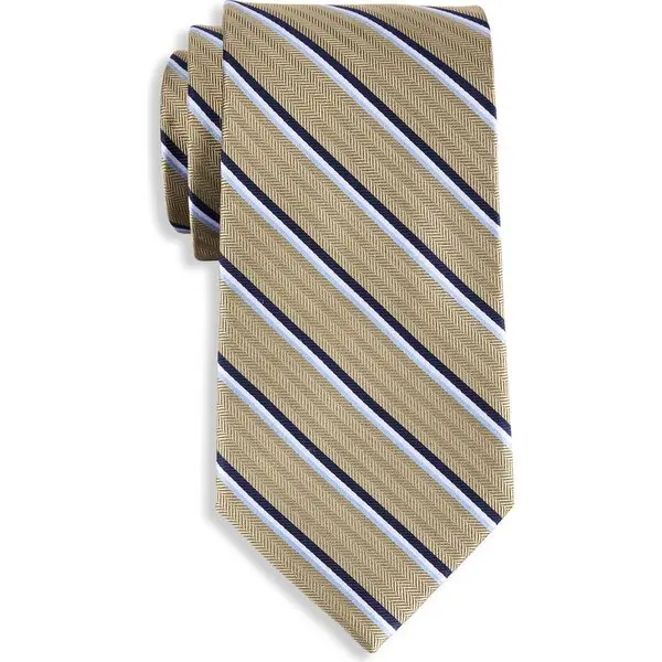 OAK HILL PREMIUM BY DXL Herringbone Striped Silk Neck Tie - Tan