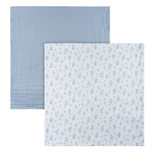 JUST BORN Muslin Swaddle Blue Blankets 2-pack