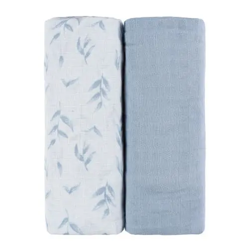 JUST BORN Muslin Swaddle Blue Blankets 2-pack