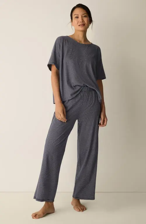 Eileen Fisher Organic Cotton Stripe Ankle Pant - Ink
