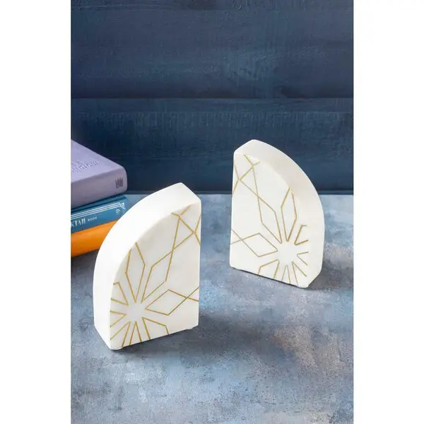 GAURI KOHLI Enchant Marble Bookends - White