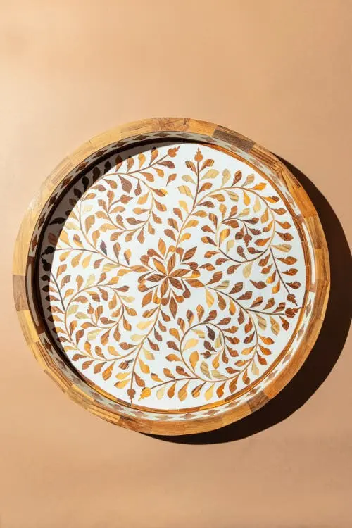 GAURI KOHLI Jodhpur Round Tray - Brown