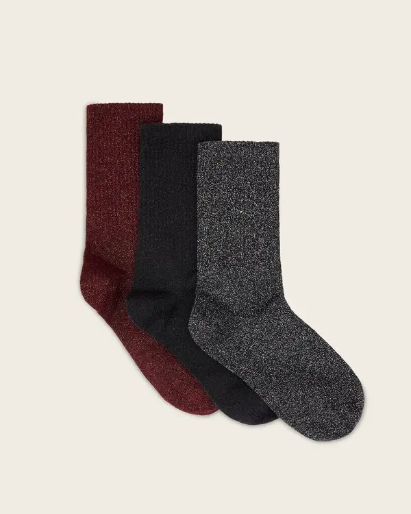 ALLSAINTS Metallic Crew Socks 3 Pack