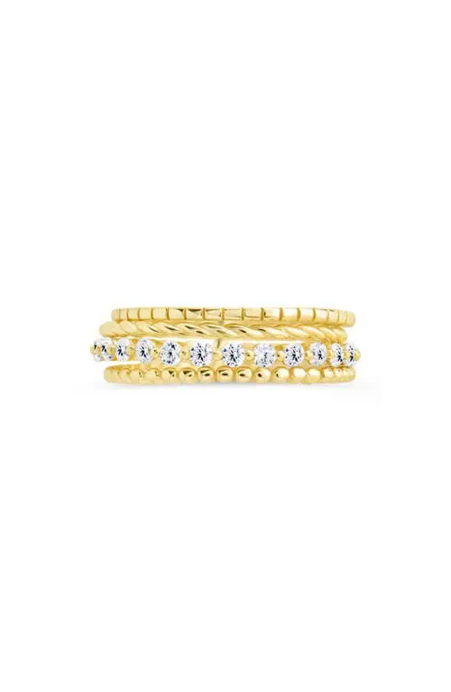 Sterling Forever Cassidy Cubic Zirconia Stack Ring - Gold