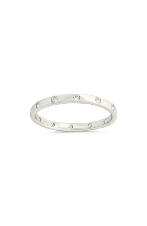 Sterling Forever Cubic Zirconia Studded Band Ring - Silver