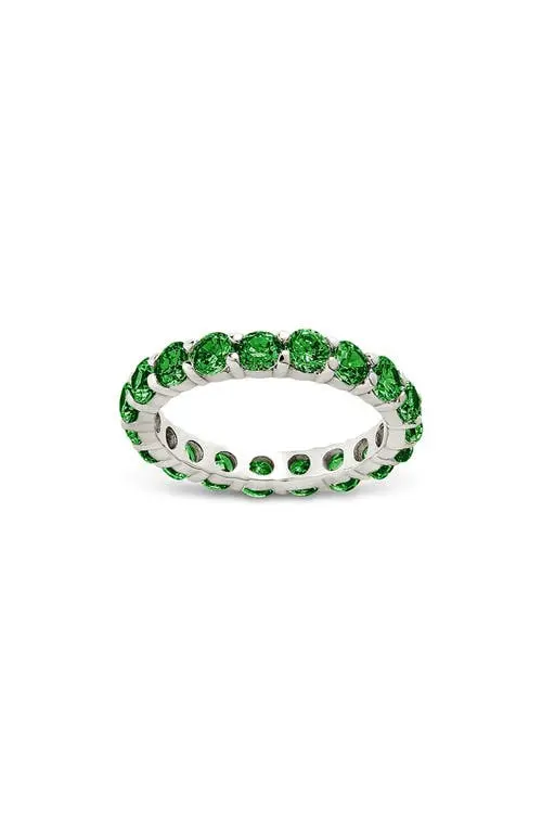 Sterling Forever Gracie Cubic Zirconia Eternity Ring - Silver/emerald