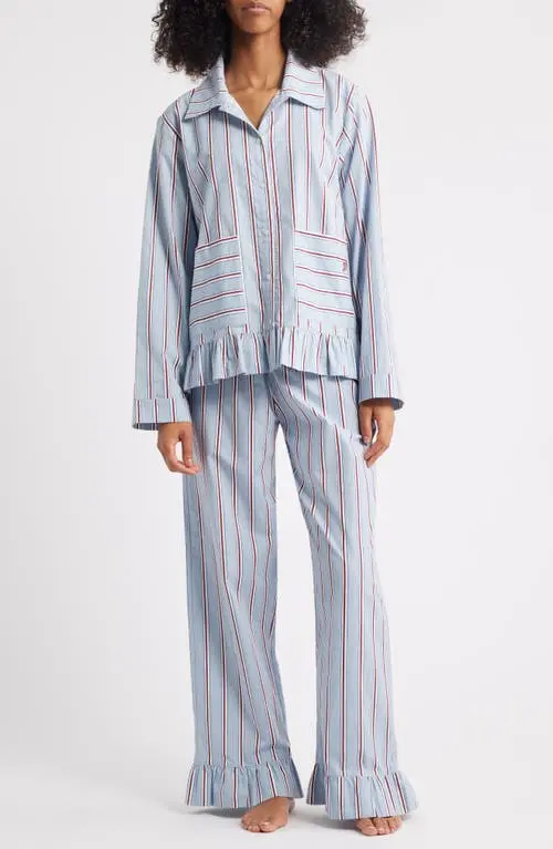 DAMSON MADDER Striped Organic-cotton Pajamas - Blue