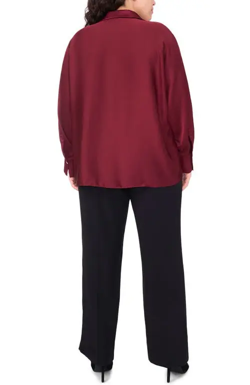 Halogen Charmeuse Button-up Shirt - Burgundy