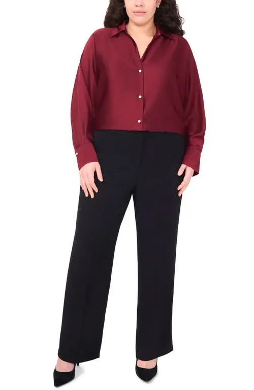 Halogen Charmeuse Button-up Shirt - Burgundy