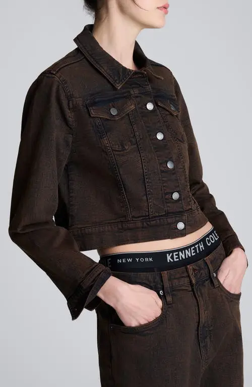 KENNETH COLE Crop Denim Trucker Jacket