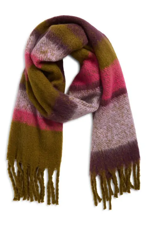 Treasure & Bond Stripe Fringe Scarf - Pink Combo