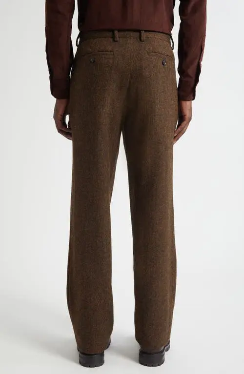 NOAH Double Pleat Donegal Wool Herringbone Trousers