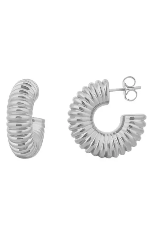 SHYMI Textured Hoop Earrings - Silver