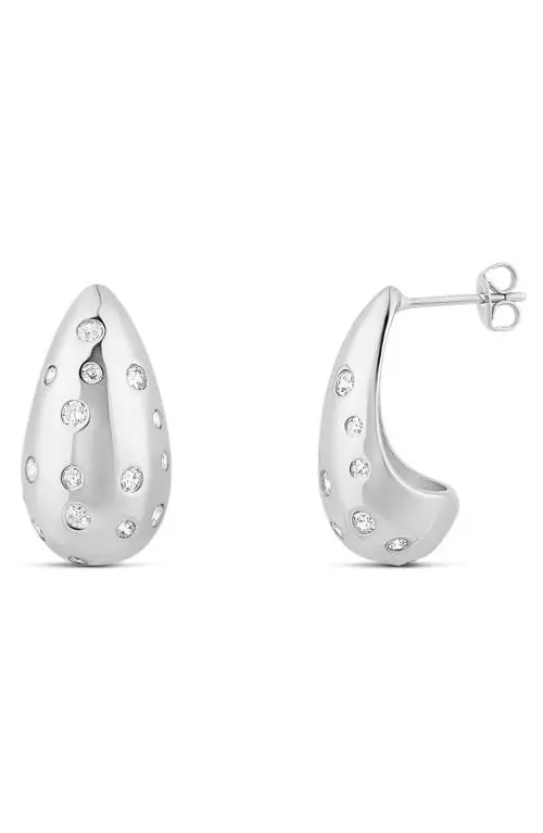 SHYMI Pavé Inlay Teardrop Earrings - Silver