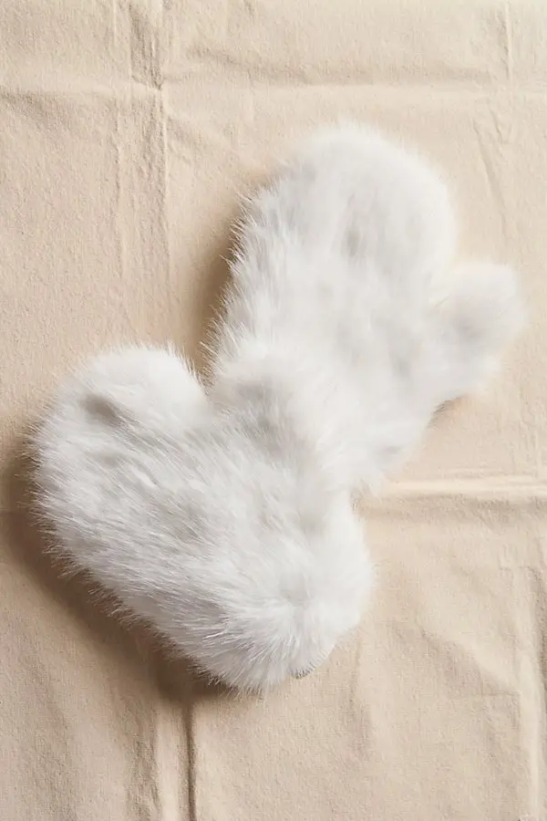 Free People Arctic Fur Mittens - Ivory