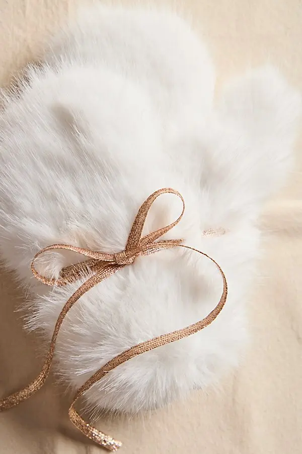 Free People Arctic Fur Mittens - Ivory
